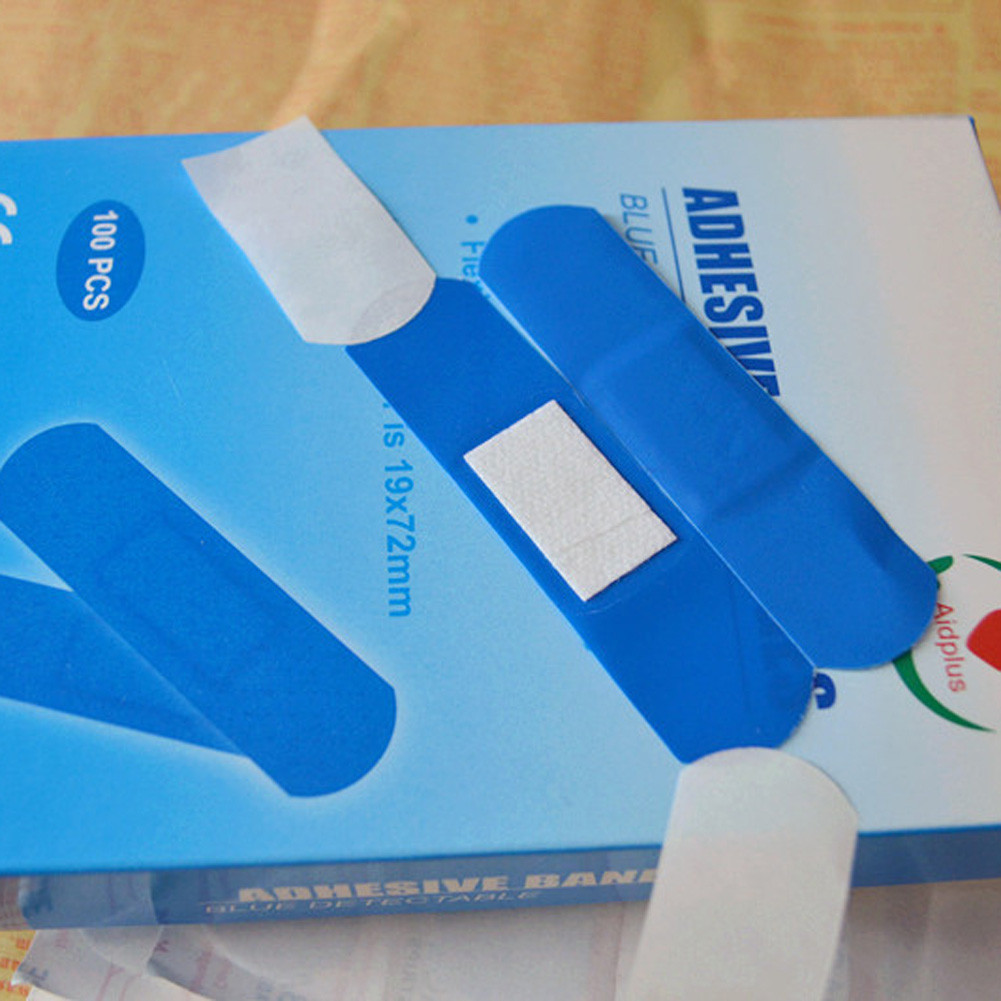 100pcs Waterproof Band Aid Blue Metal Detectable Bandage For Wounds ...