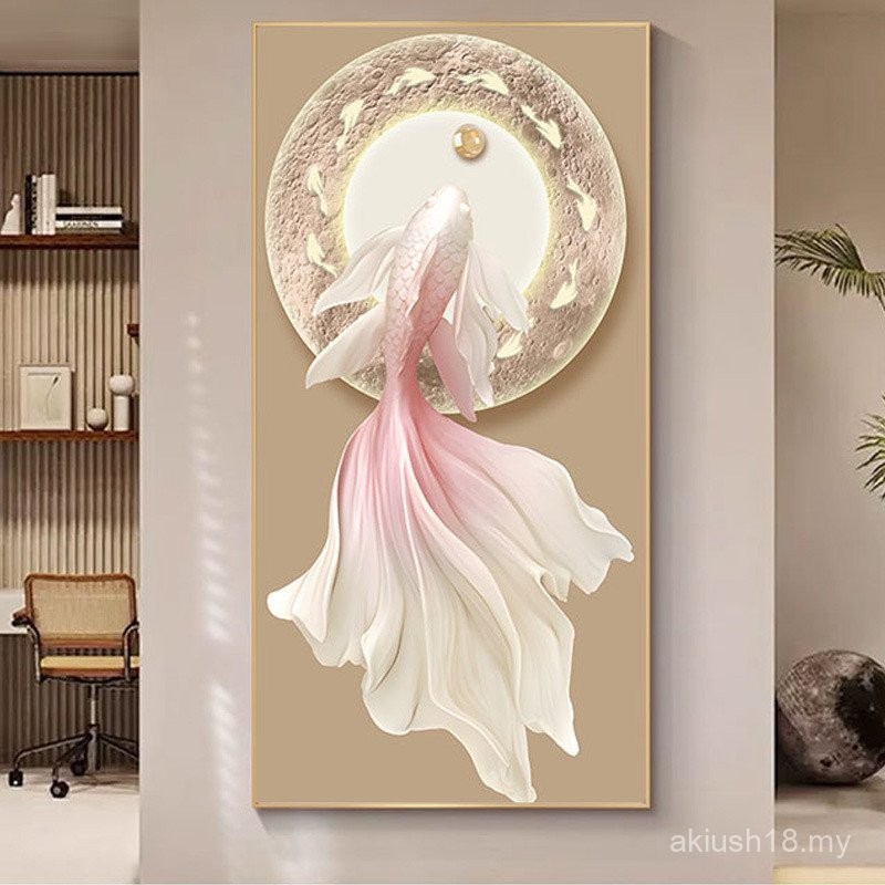 Lukisan Pintu Masuk Ikan Koi Gaya Krim Lukisan Dinding Pintu Gantung Lukisan Koridor Lorong ...