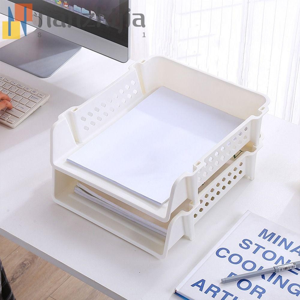 NANZHIJIA A4 File Storage Tray, Papers Rack Desktop Organizer Stackable ...