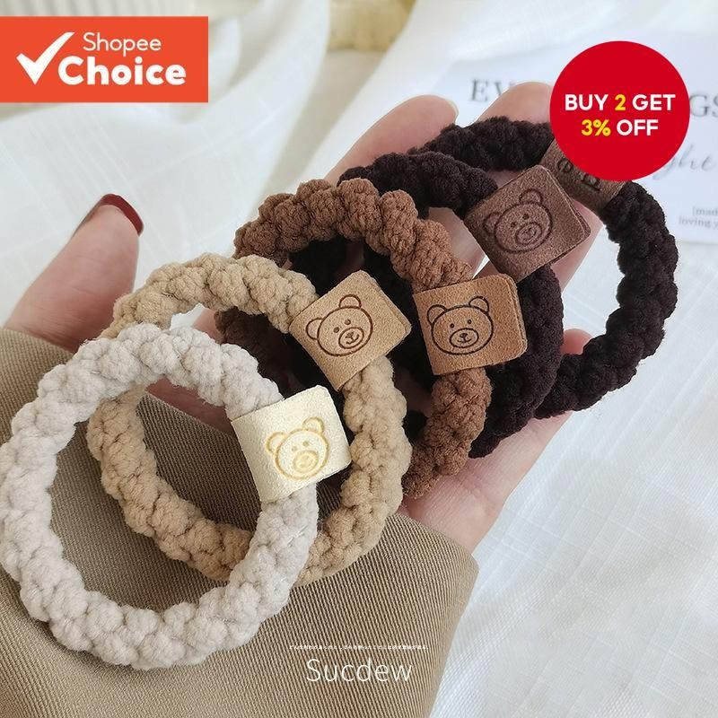 5pcs High Elastic Bear Hair Ties Durable Rubber Bands for Women Trendy ...