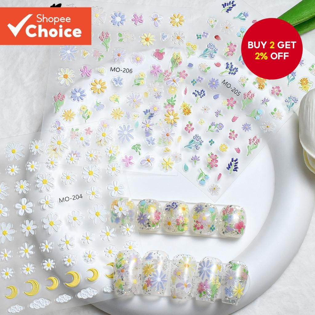 Monja 5D Relief Nail Art Stickers Mixed Spring Flower Series Sticker ...