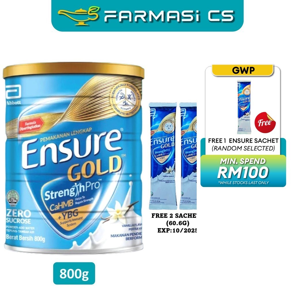 Ensure Gold StrengthPro ZERO Sucrose 800g EXP:03/2027 FREE 2 Sachets ...