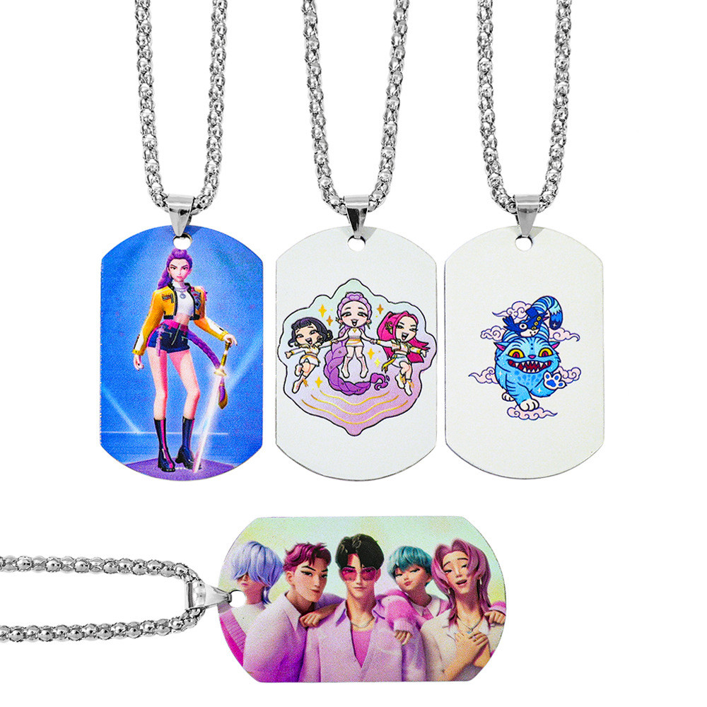 KPop Demon Hunters Necklace Stainless Steel Military Pendant Cartoon ...