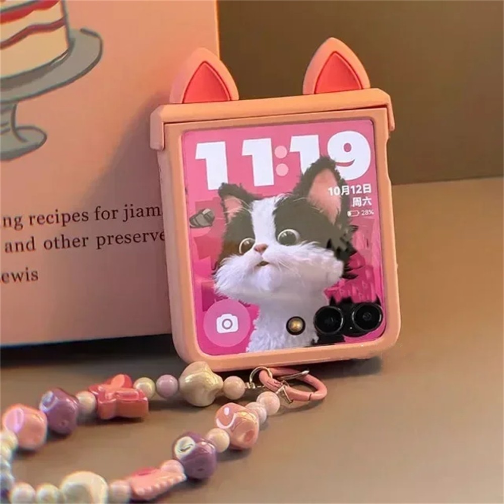 Japan Korean Cute Pink Ears Candy Bracelet Hinge Case for Motorola Razr ...