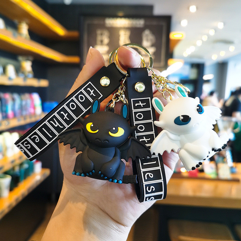 How to Train Your Dragon Keychain, Toothless Black White Dragon Doll ...