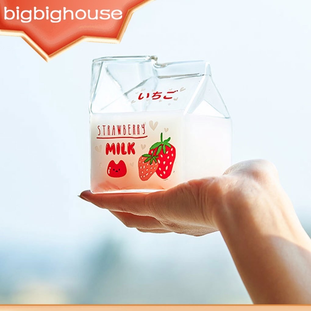 1/2/3/5 Kawaii Square Milk Box Glass Cup - Odorless And Non-toxic Food ...