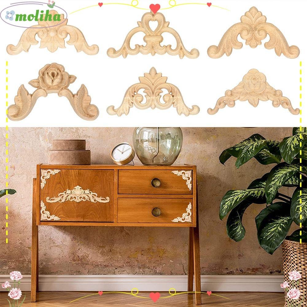 MOLIHA Corner Flower Vintage European Decals Wood Carving Corner Flower ...