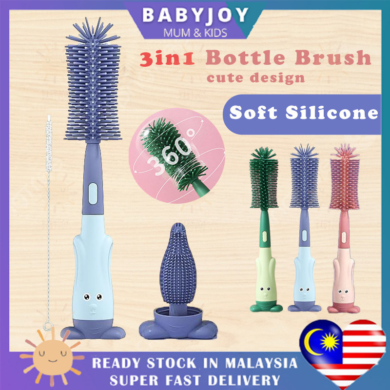 BABYJOY 3in1 Baby Bottle Brush Berus Baby Bottle Cleanser Travel Brush ...