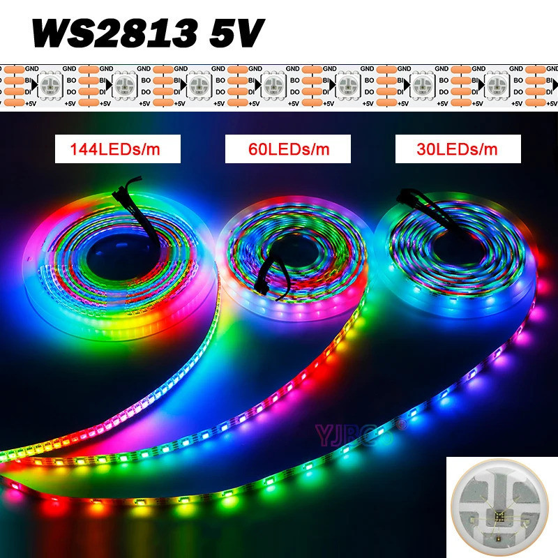 1m/3m/5m WS2813 5050 RGB LED Strip 5V 30/60/144 leds/m WS2812B Updated ...