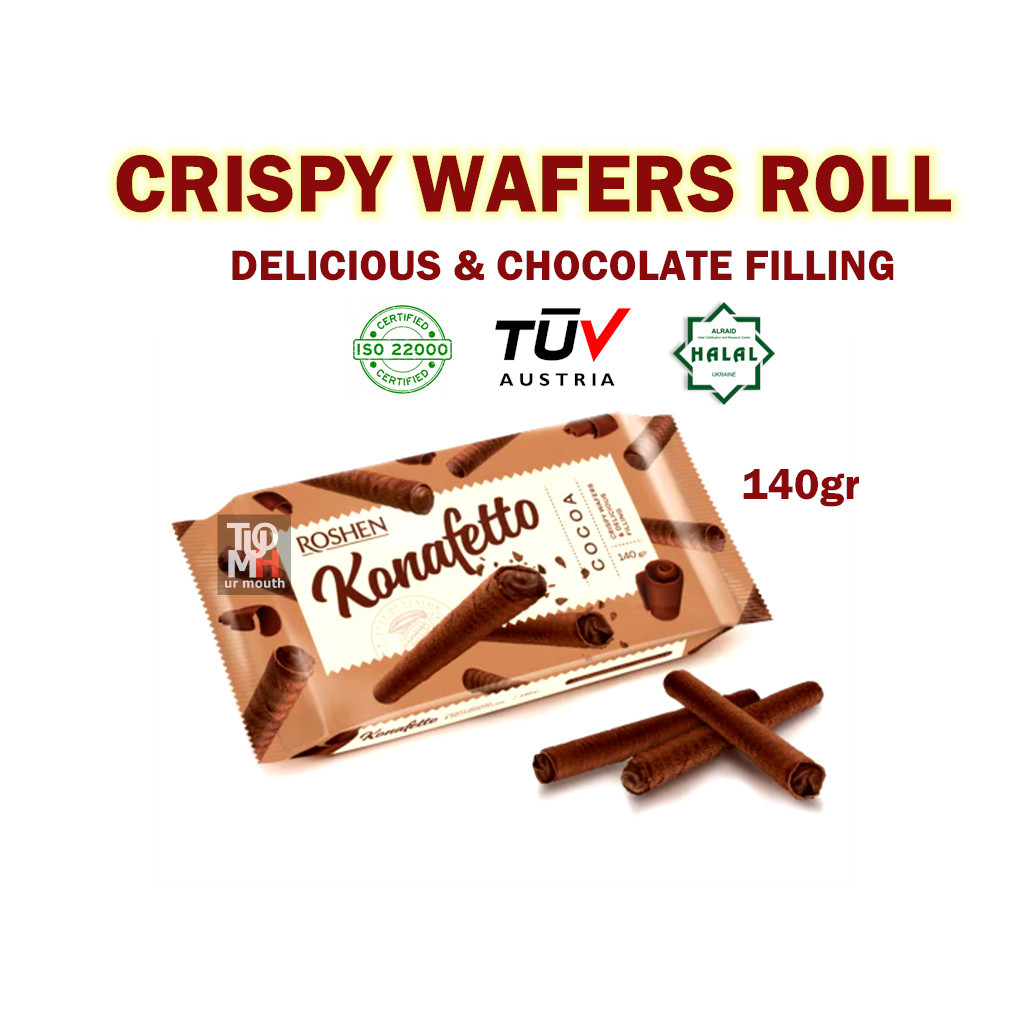 140GR ROSHEN KONAFETTO CHOCOLATE CRISPY WAFER ROLL/ COKLAT ROLLS ...
