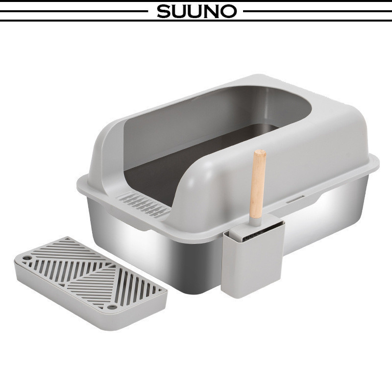 Stainless Steel Cat Litter Basin Semi Enclosed Widened Thick Leak Proof ...