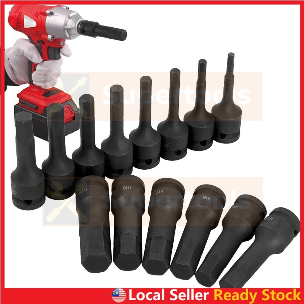 CR-MO 1/2" Driver Hex Impact Socket Bit Allen Key Elenkey Elengki ...