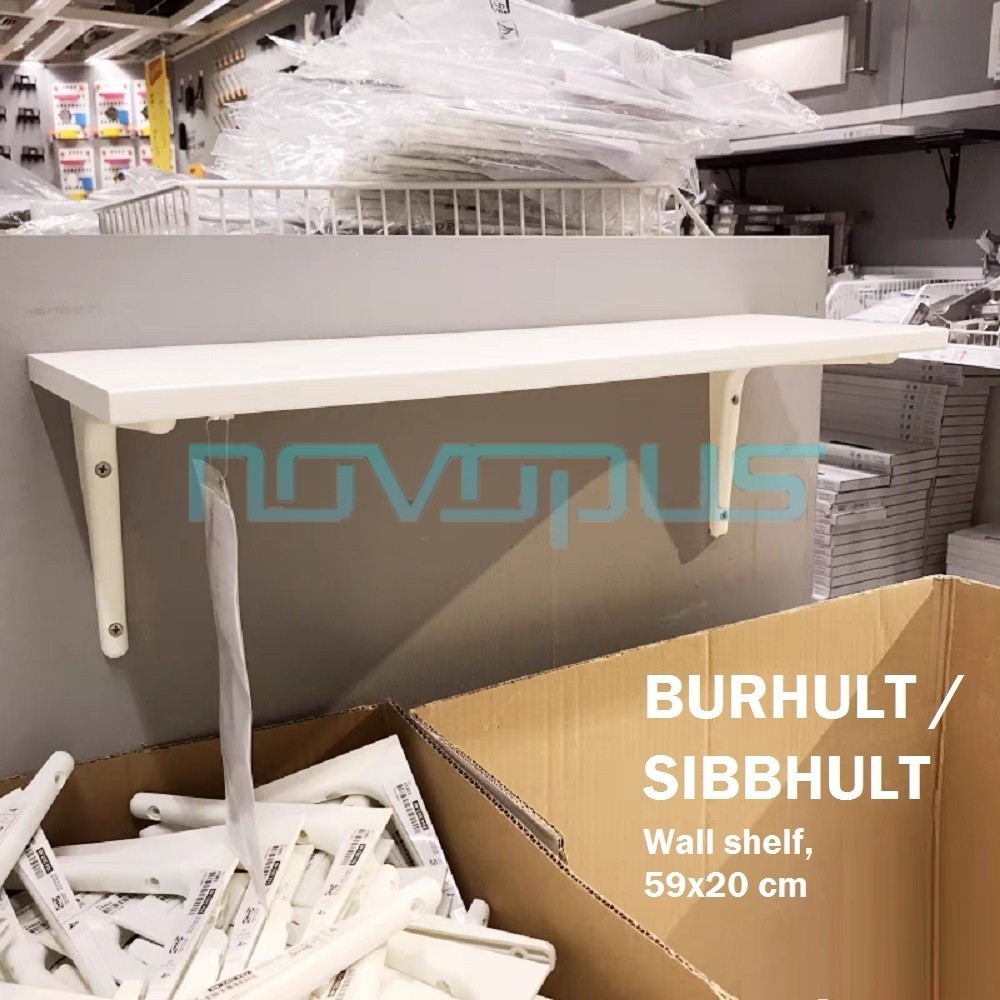 NOVO White Sturdy Wall Shelf Combo Set 59x20cm for Book Display Shelf ...