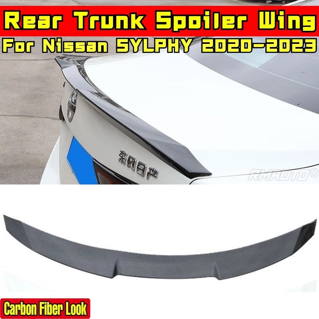 SYLPHY Car Rear Spoiler Carbon Fiber Look Rear Trunk Wing Roof Spoiler ...