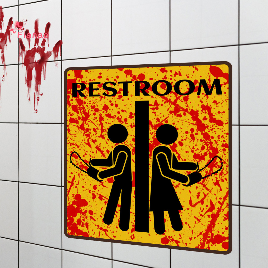 Easy to Apply Bathroom Decal Spooky Halloween Restroom Sign Sticker ...