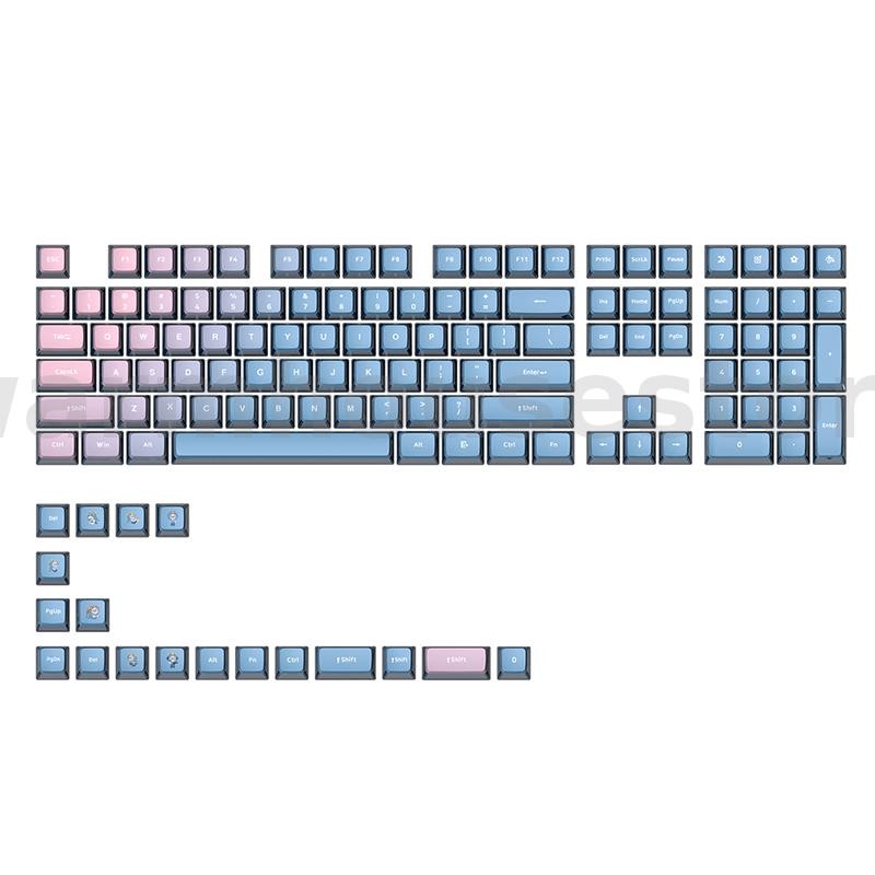 SKYLOONG 126 Keys Blue Enchantress GK7 PBT Pudding Keycap 4 Sides Shine ...