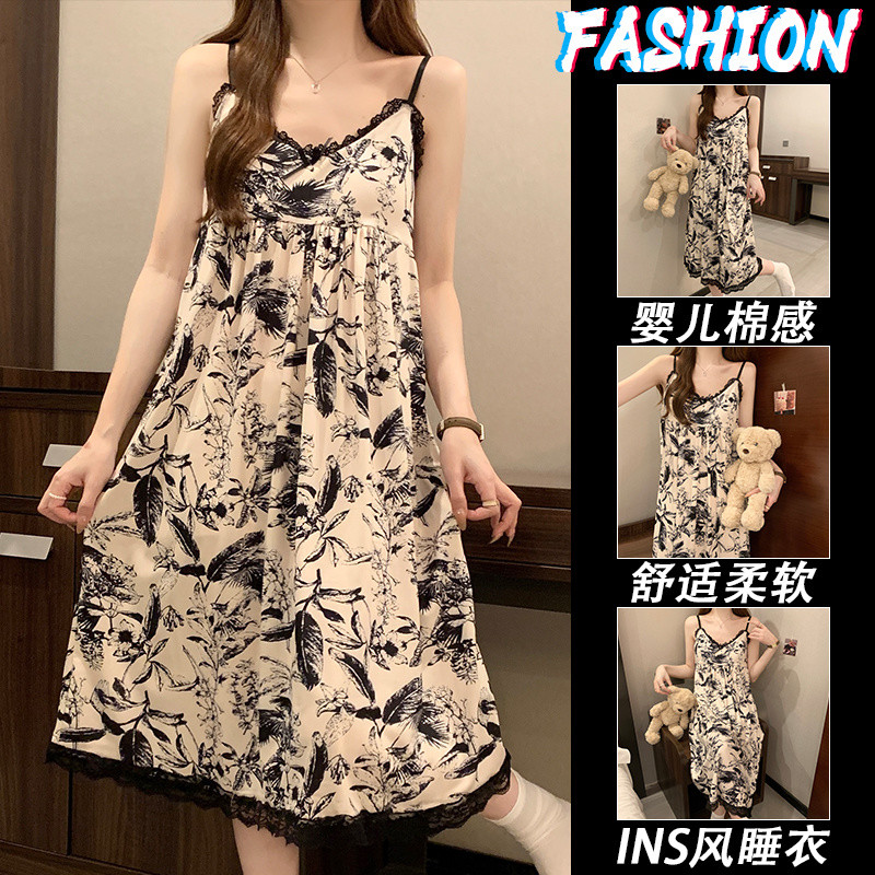 Dress pyjamas women pyjamas women Summer Nightdress with Chest Pad Sexy ...