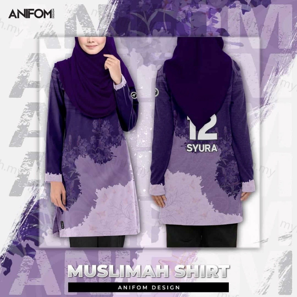 Baju Muslimah Couple Set Jersey Muslimah Customiz Name and Number Baju ...