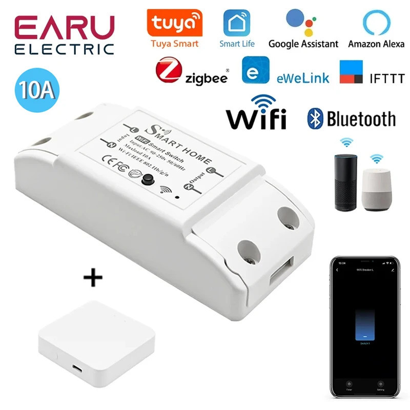 WiFi Zigbee 10A Smart Switch Breaker Module Wireless Remote Switch ...