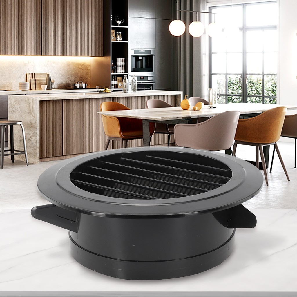 LHY Black ABS Round Ventilation Hose Diffuser Grille Cover Wall Ceiling ...