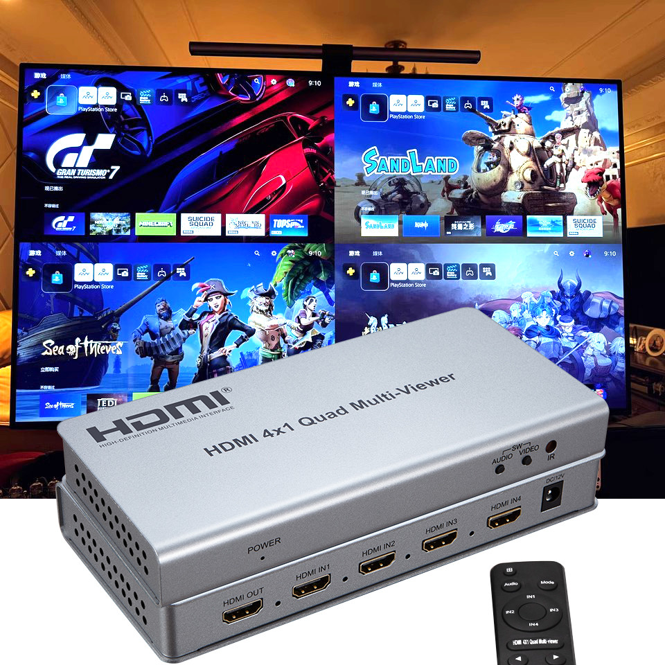 1080p 4x1 HDMI Multi-viewer Quad Screen Segmentation Splitter 4 in HDMI ...