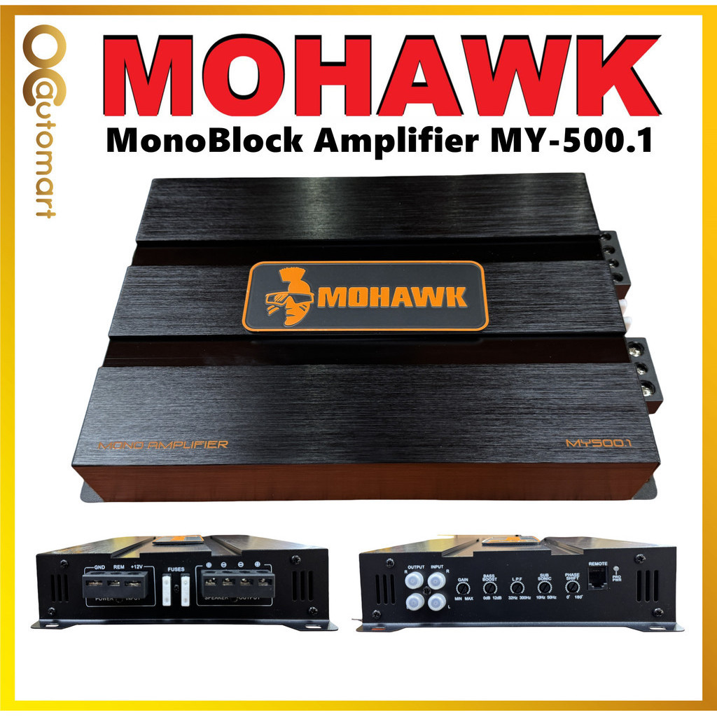 Mohawk Monoblock Mono Block Car Amplifier 500w RMS Power Mono Block Amp ...