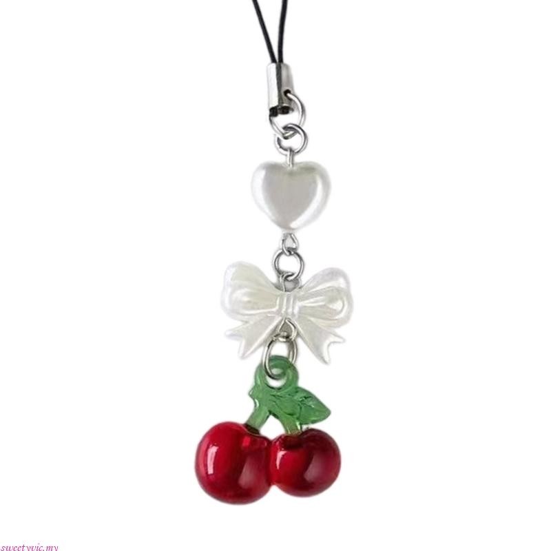 sweety Chic Cherry Phone Charm Phone Pendant Cute Phone Strap Lanyard ...