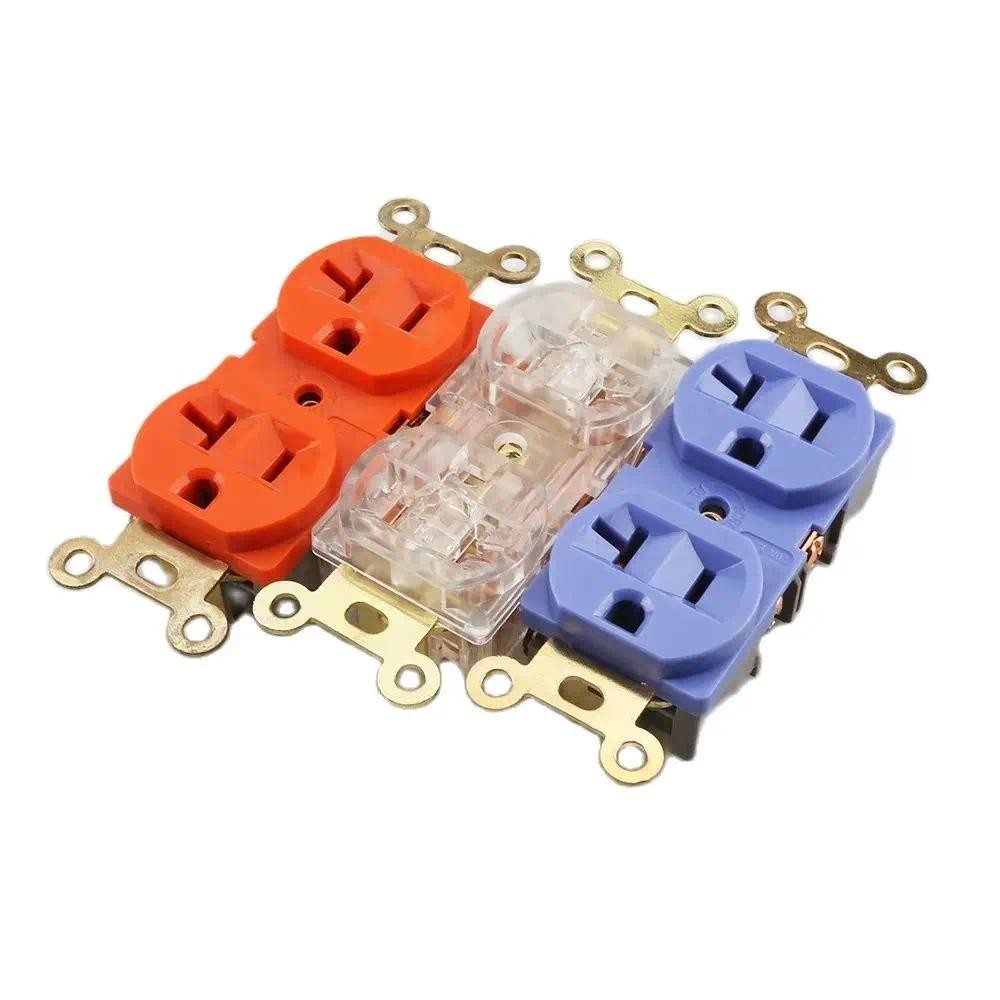US Dual Mains 20A AC Power Connector US Wall Plate Power Socket Outlet ...