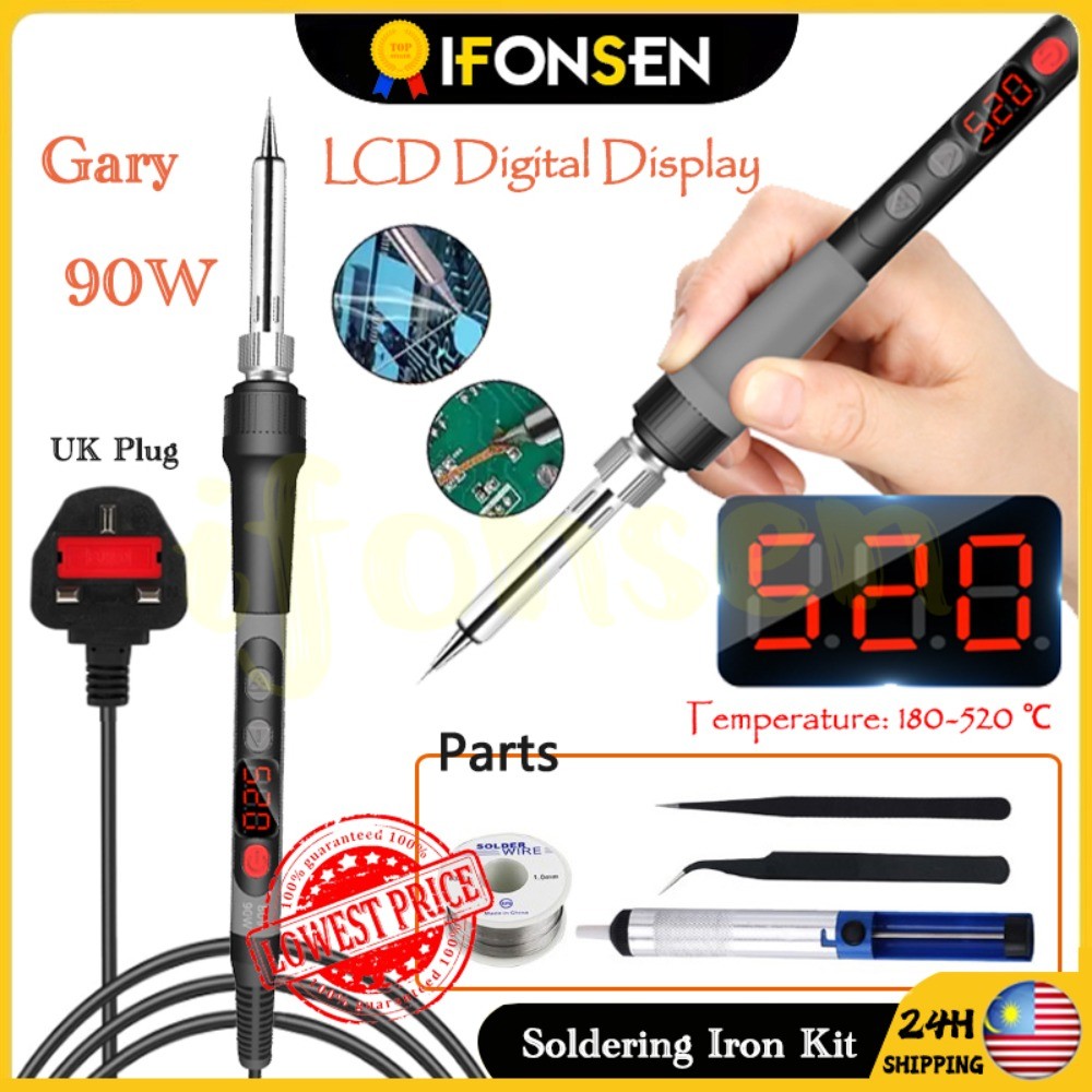 90W Digital Display Electric Soldering Iron Kit Set Temperature ...