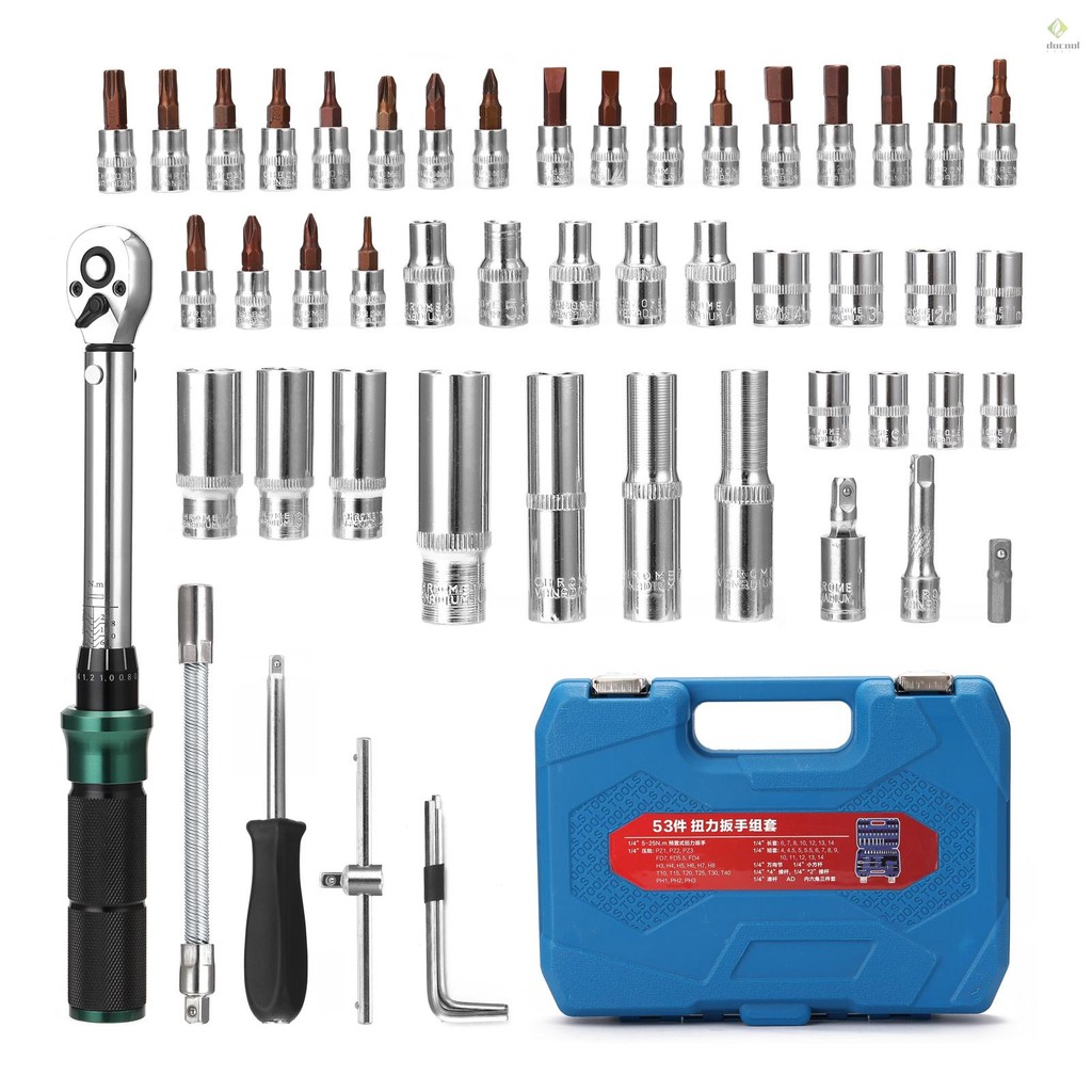 5-25N.m 1/4 Inch Drive 53 PCS Preset Torque Wrench Bits Set Quick ...
