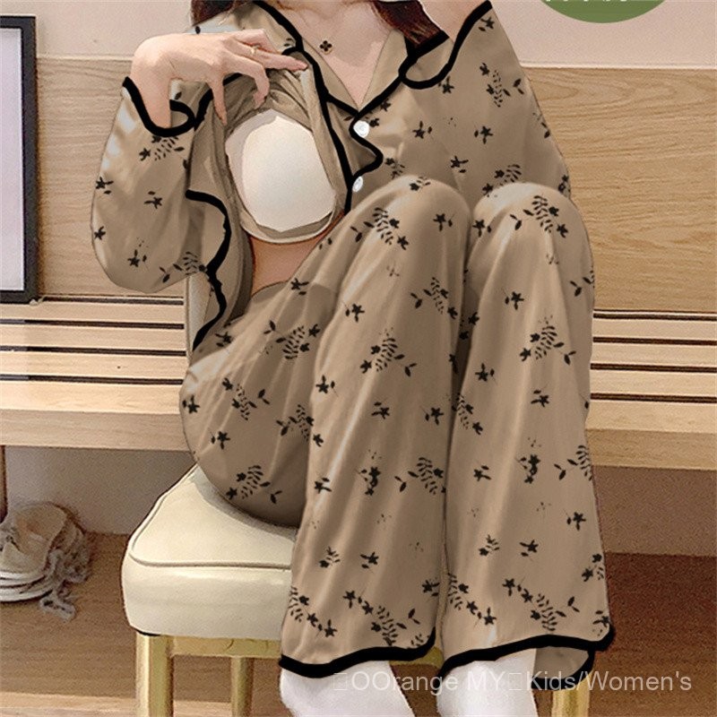 Padded Pajamas Female Cardigan Long Sleeve Pants Sweet Cute Ladies Home ...