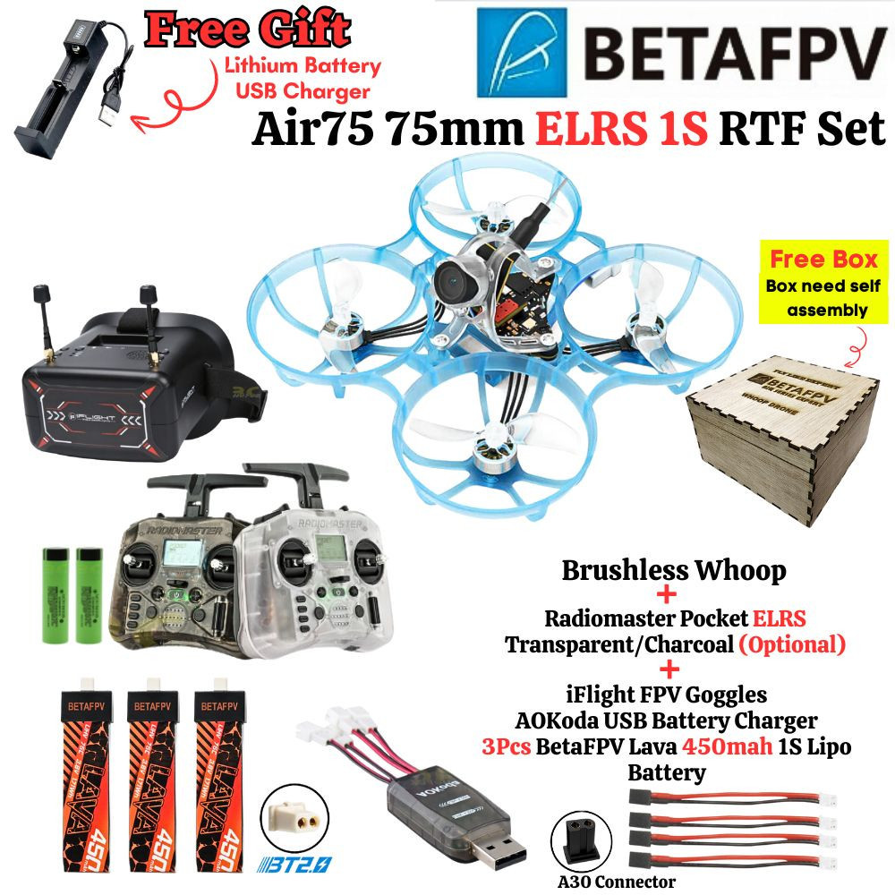 BetaFPV Air75 Brushless Whoop Quadcopter ELRS 75mm 1S Ultralight 21g ...