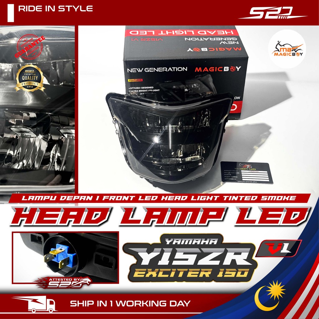Head Lamp MAGICBOY Y15 Y15ZR V1 EXCITER 150 Front Led Head Light Depan Lampu Headlamp Tinted ...