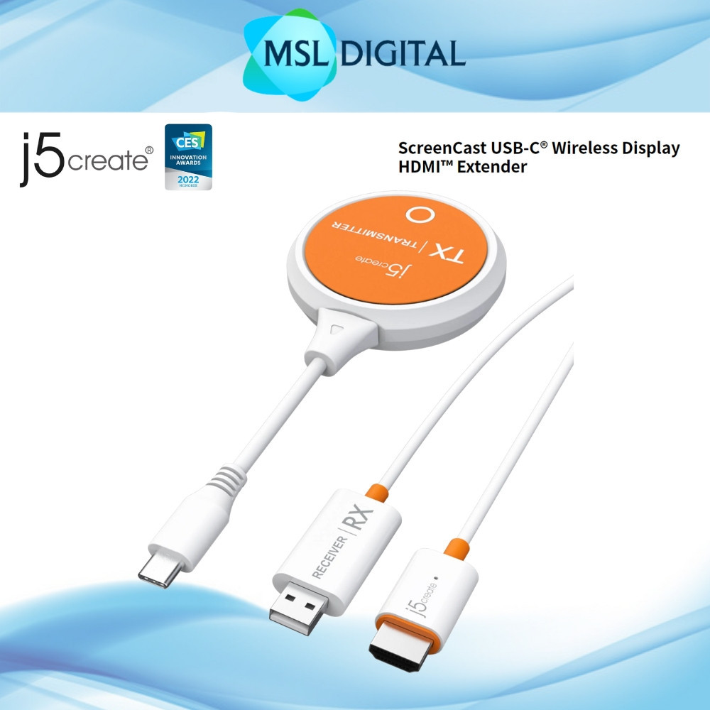 J5create JVAW62 ScreenCast USB-C Wireless Display HDMI Extender | macOS ...