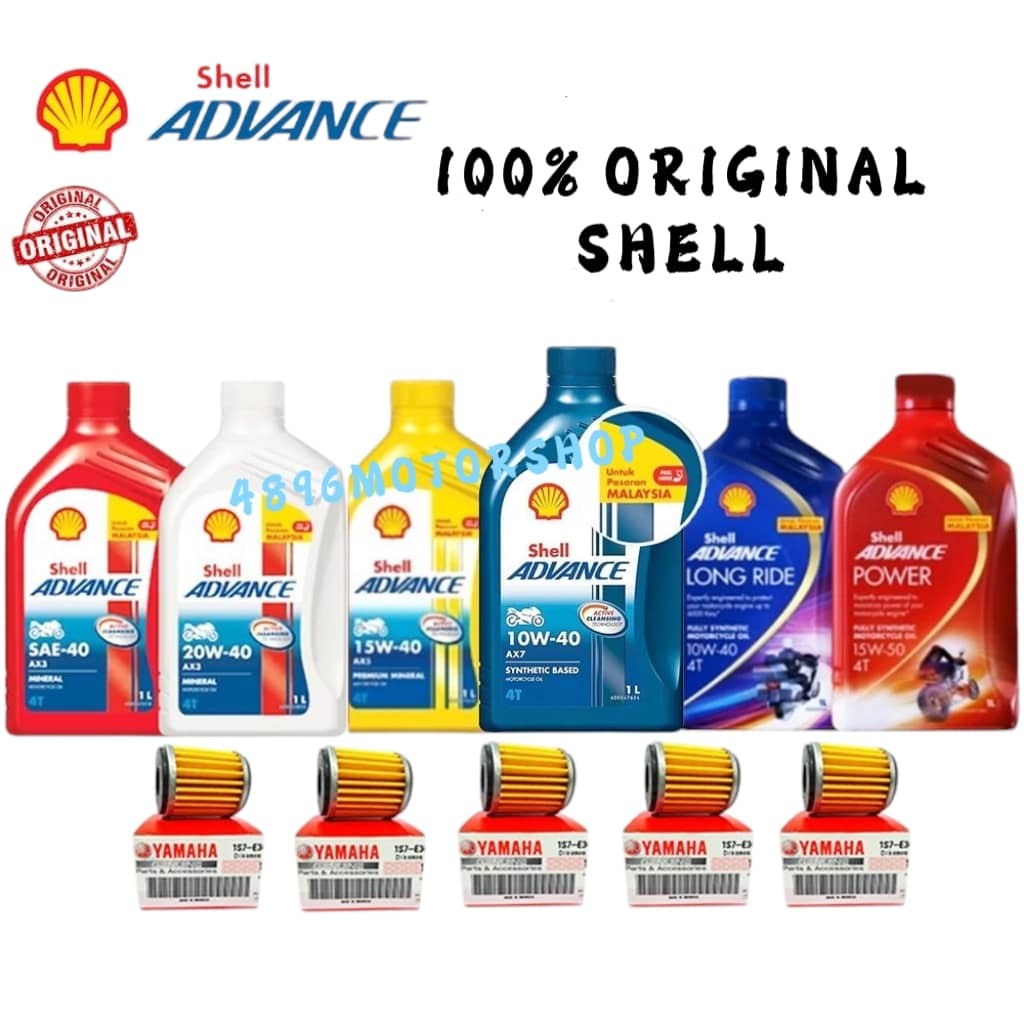 100% ORIGINAL SHELL ADVANCE MINYAK HITAM ENGINE OIL 4T AX3 AX5 AX7 LONG ...