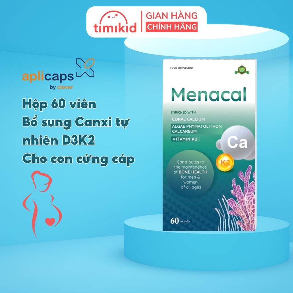 Aplicaps Menacal EU Seaweed Calcium Supplement - Box of 60 Tablets for ...