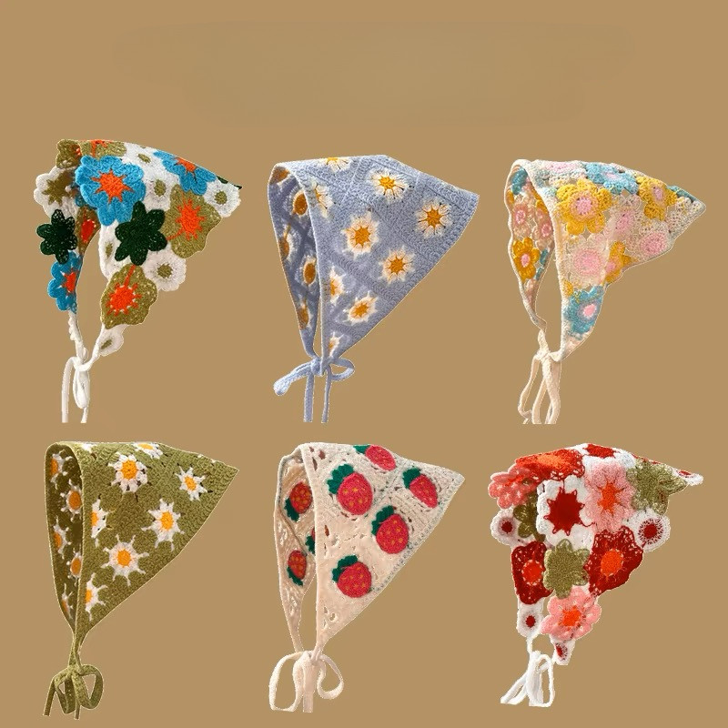 Colorful Triangle Turban Head Kerchief Cotton Hair Bandana Headwear ...