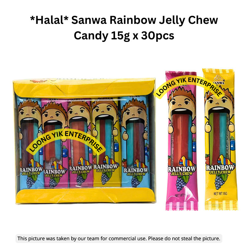 *Halal* Sanwa Rainbow Jelly Chew Candy 15g x 30pcs | Shopee Malaysia