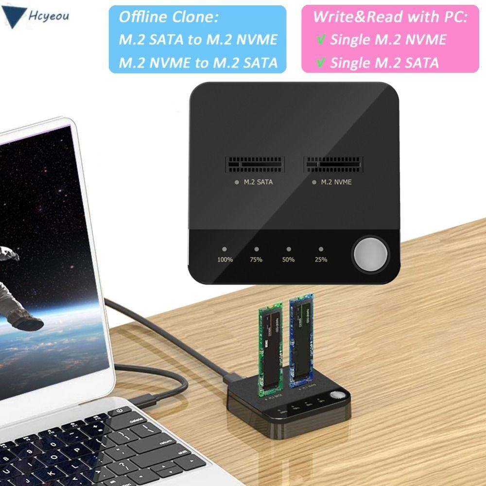 HCYEOU M.2 SSD Duplicator, Dual-Bay LED Indicator Hard Drive Docking ...
