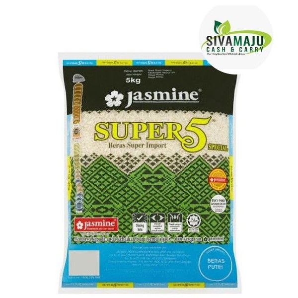 Jasmine Super 5 White Rice Imported 5kg | Shopee Malaysia