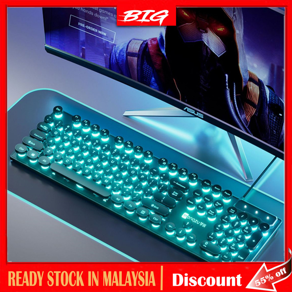 K70 Punk Retro Mechanical Feel Keyboard Black Steam Wire Round Button ...