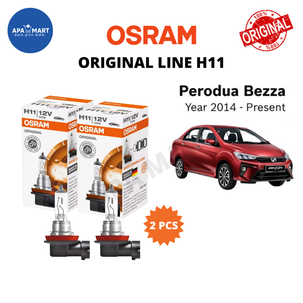 OSRAM Original Line H11 Halogen Low Beam Headlamp Bulb (2pcs) 12V 55W ...