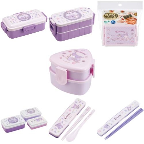 Skater Bento Box Kuromi Flower Wreath Sanrio 600ml Antibacterial 2 Tiers for Women Made in Japan ...