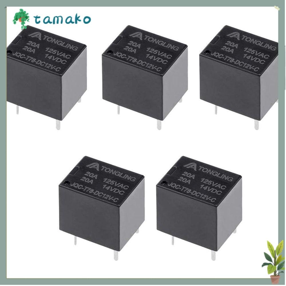 TAMAKO 5 Pcs Power Relay, Black DC 12V Electromagnetic Power Relay ...