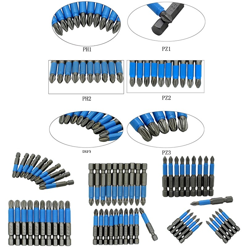 [WELV] 10pcs 50mm Non Slip Screwdriver Bit Magnetic Single Head PH1/PH2 ...