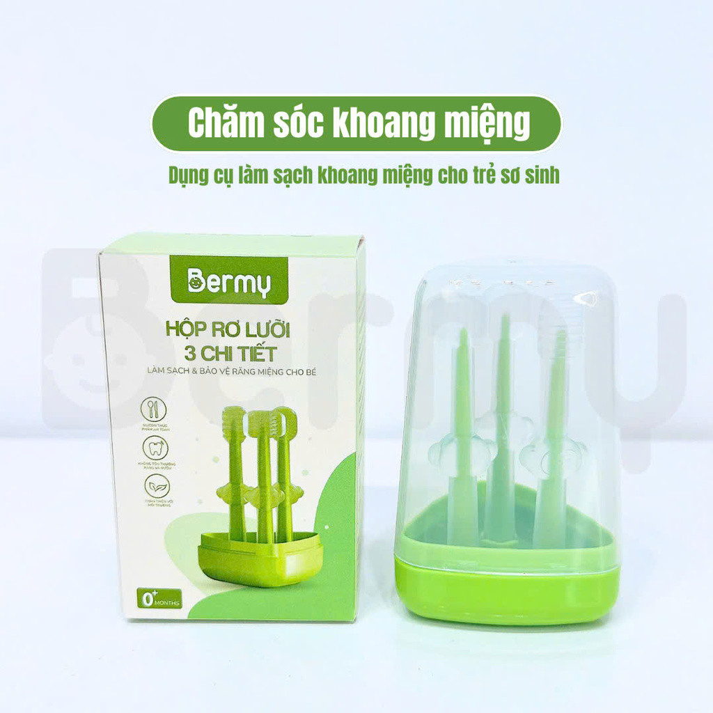 [New Model] BERMY - 3-piece Silicone tongue brush set for oral hygiene ...