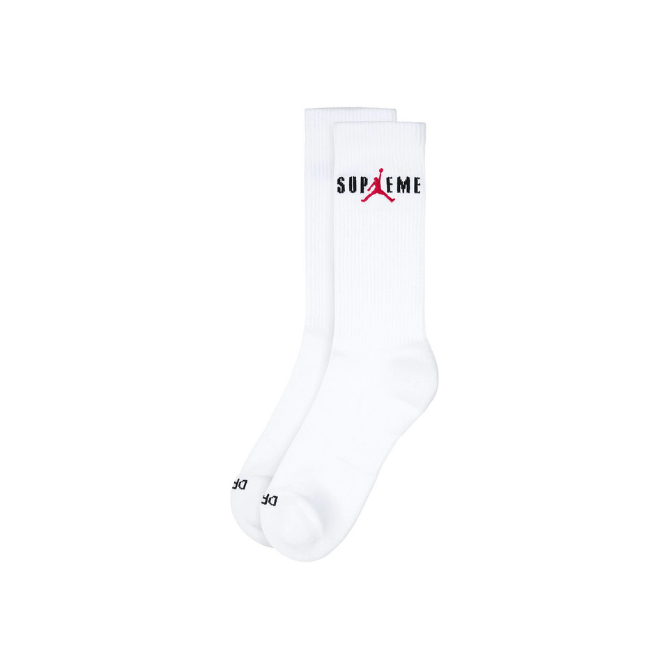 Supreme x Jordan Crew 2 Pack Socks White (FW24) | Shopee Malaysia