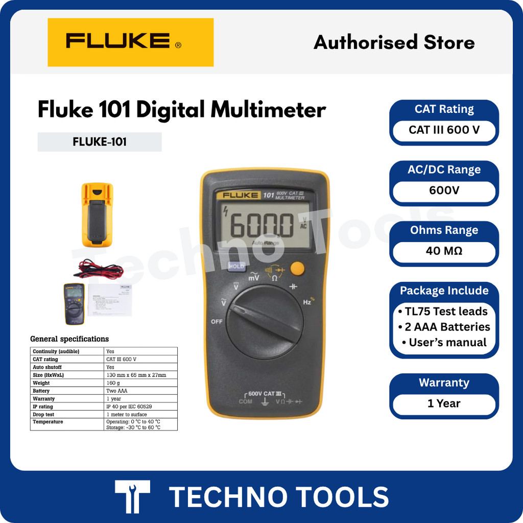 Fluke 101 Basic Digital Multimeter Pocket - 100% Brand New & Original ...