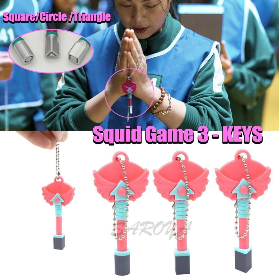 3D Printed Squid Game 3 Keys Pendant Korean Squid Game Plastic Toy Fans ...