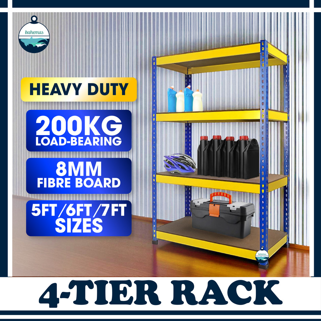 Boltless Rack 4 Levels Rak Besi Bertingkat Adjustable Heavy Duty Rak ...